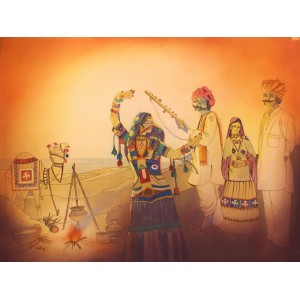 A. H. Rizvi, 22 x 30 inch, Watercolor on Paper, Figurative Painting-AC ...