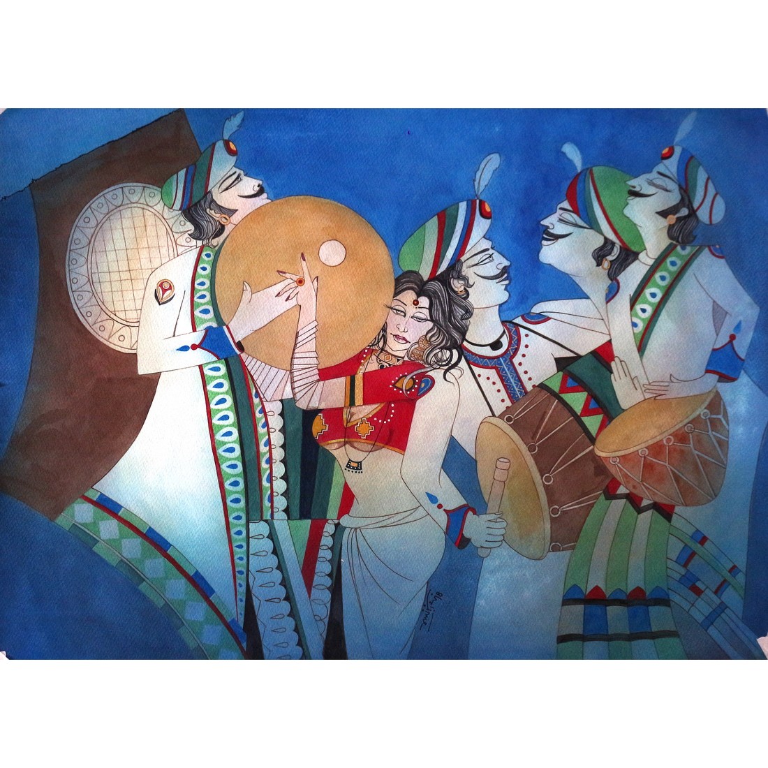 A. H. Rizvi, 22 x 30 inch, Watercolor on Paper, Figurative Painting-AC ...