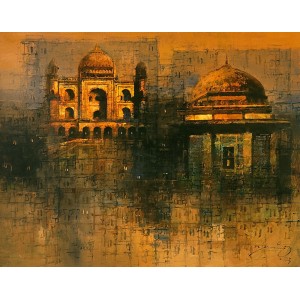 A. Q. Arif, 22 x 28 Inch, Oil on Canvas, Cityscape Painting, AC-AQ-454