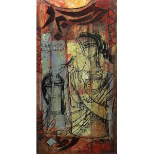 A. S. Rind, 18 x 36 Inch, Mixed Media on Canvas, Figurative Painting ...