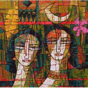 A. S. Rind, 20 x 20 Inch, Acrylic on Canvas, Figurative Painting, AC ...