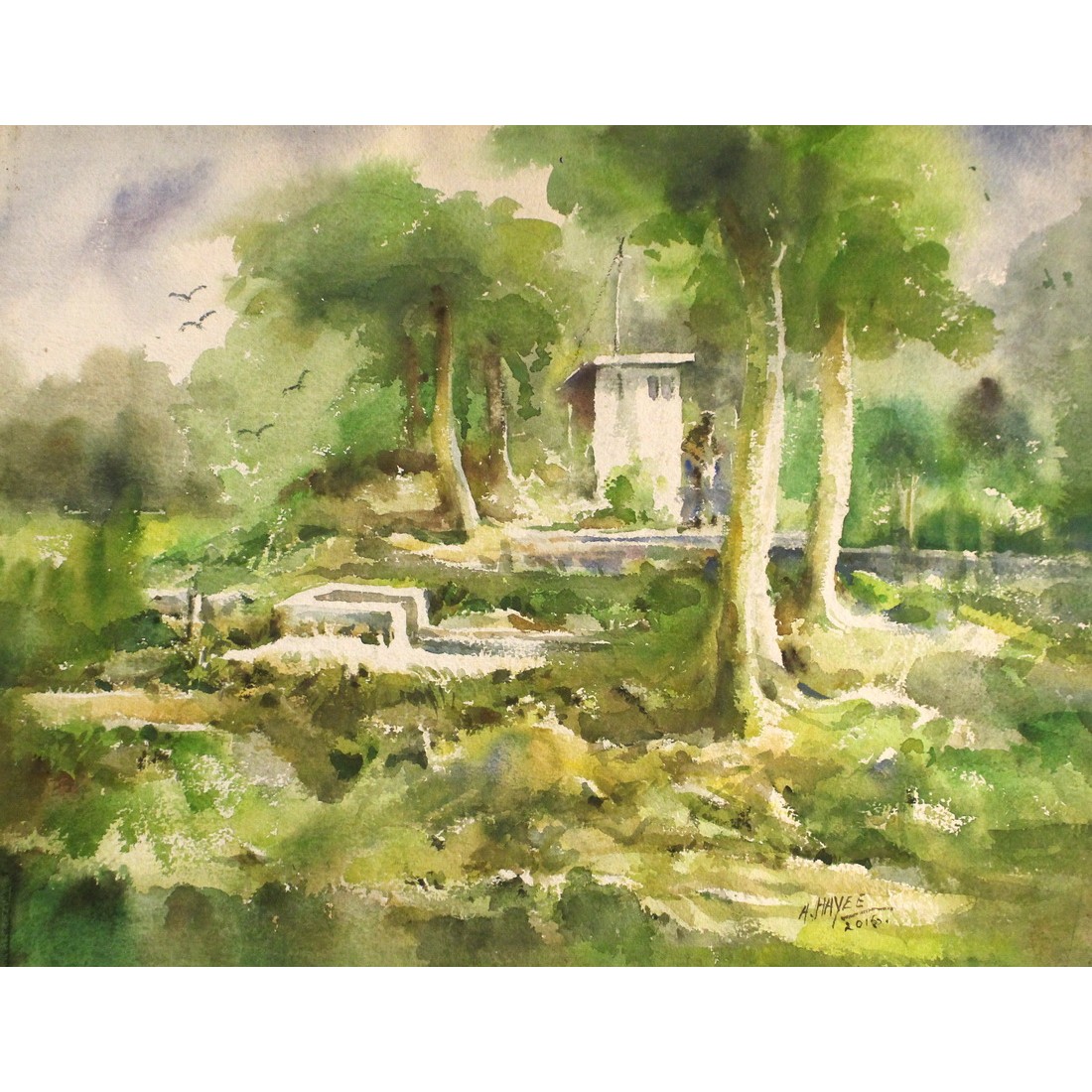Abdul Hayee, 20 x 26 inch, Watercolor on Paper, Landscape Painting, AC ...