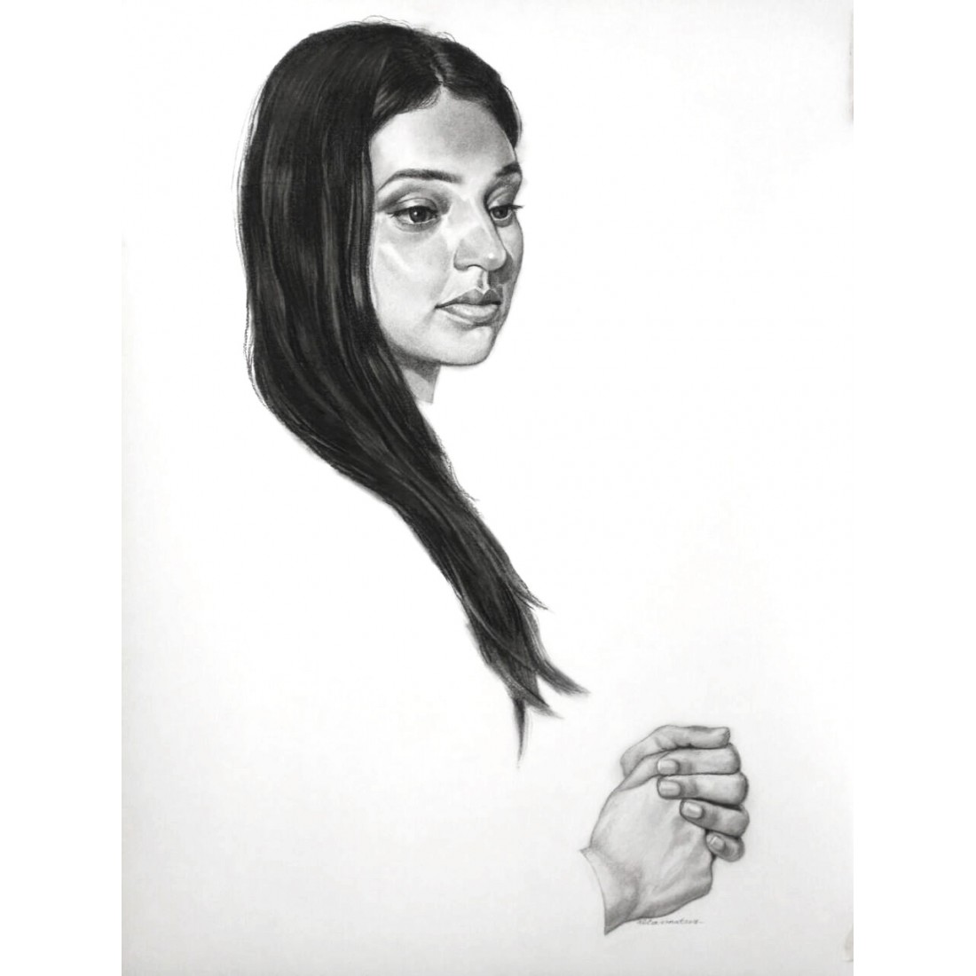 Ali Azmat, 20 x 30 Inch, Charcoal On Paper, Figurative Painting, AC-AZM-002