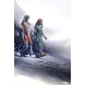Ali Abbas, From Series of Gard Baad-Jogi Tribal Woman, 15 x 22 inch ...
