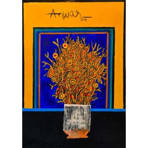 Anwar Maqsood, 24 x 36 Inch, Acrylic on Canvas, Calligraphy Painting ...