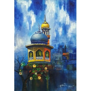 Anwer Sheikh, 12 x 18 Inch, Acrylic on Canvas, Cityscape Painting, AC ...