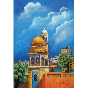 Anwer Sheikh, 12 x 18 Inch, Acrylic on Canvas, Cityscape Painting, AC ...