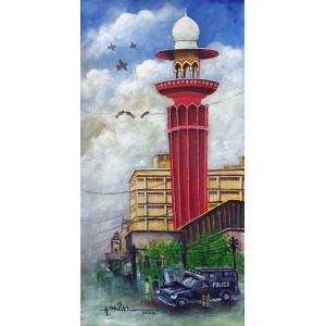 Anwer Sheikh, 12 x 24 Inch, Acrylic on Canvas, Cityscape Painting, AC ...