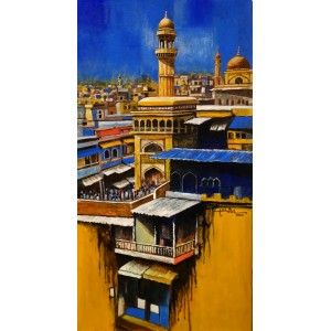 Anwer Sheikh, 12 x 24 Inch, Acrylic on Canvas, Cityscape Painting, AC ...