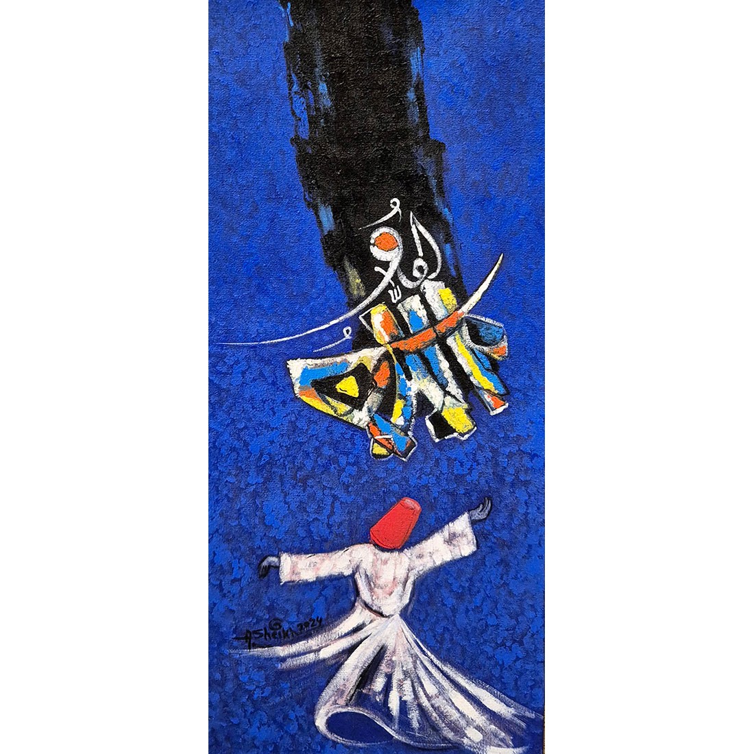 Anwer Sheikh, 12 x 30 Inch, Acrylic on Canvas, Calligraphy Painting, AC ...