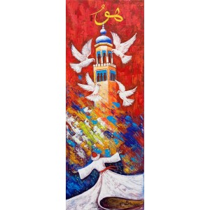 Anwer Sheikh, 12 x 36 Inch, Acrylic on Canvas, Calligraphy Painting, AC ...