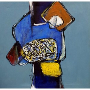 Anwer Sheikh, 18 x 18 Inch, Oil on Canvas, Calligraphy Painting, AC-ANS-033