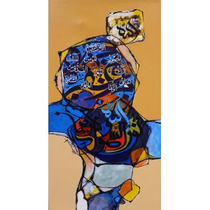 Anwer Sheikh, 18 x 36 Inch, Oil on Canvas, Calligraphy Painting, AC-ANS-030