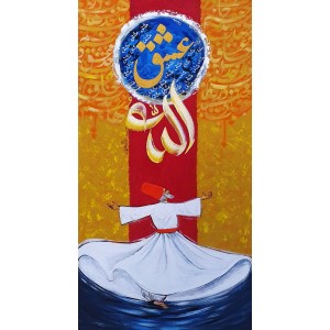 Anwer Sheikh, 18 x 36 Inch, Acrylic on Canvas, Calligraphy Painting, AC ...