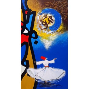 Anwer Sheikh, 18 x 36 Inch, Acrylic on Canvas, Calligraphy Painting, AC ...