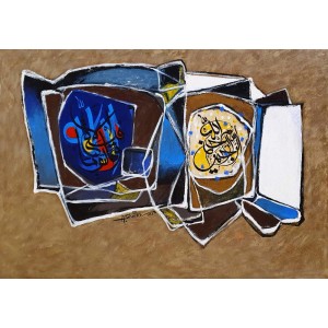 Anwer Sheikh, 24 x 36 Inch, Oil on Canvas, Calligraphy Painting, AC-ANS-038