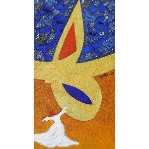 Anwer Sheikh, 29 x 16 Inch, Acrylic on Canvas, Calligraphy Painting, AC ...