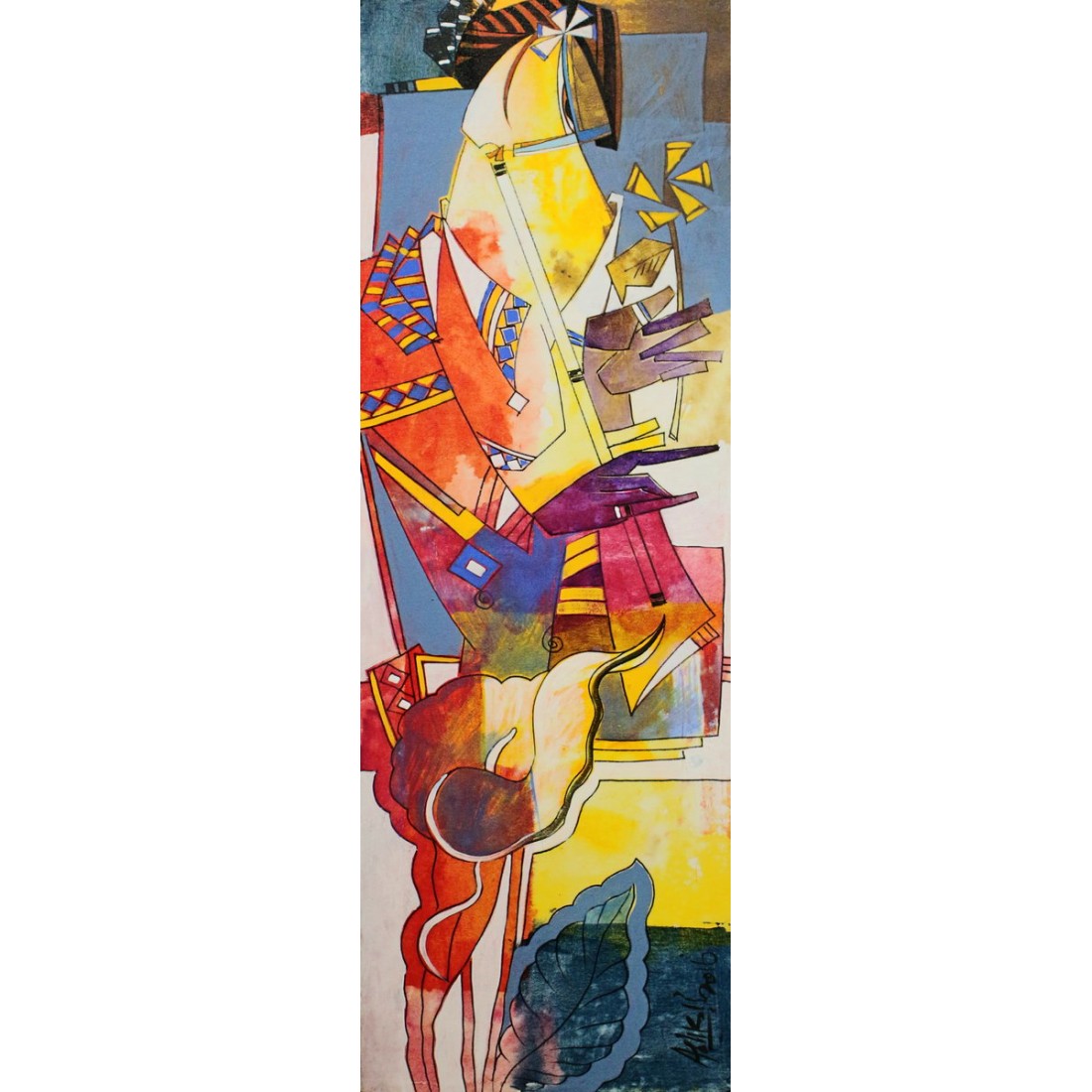 Ashkal, 12 x 36 inch, Acrylic on Canvas, Abstract Paiting, AC-ASH-070