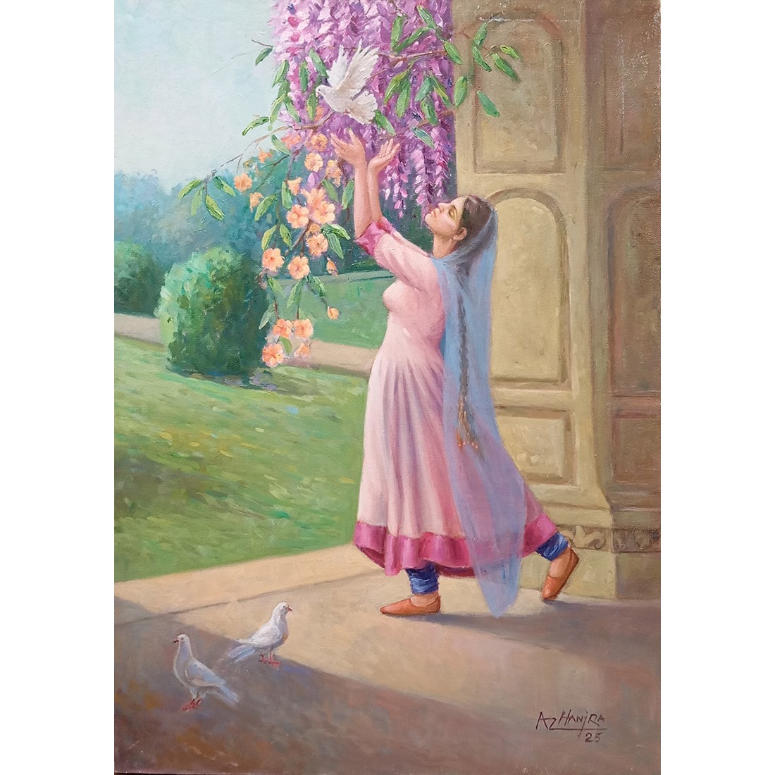 Aurangzib Hanjra, 19 x 27 Inch, Oil on Canvas, Figurative Painting, AC ...
