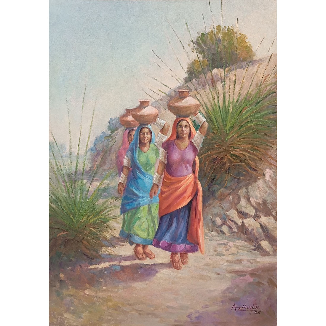 Aurangzib Hanjra, 19 x 27 Inch, Oil on Canvas, Figurative Painting, AC ...