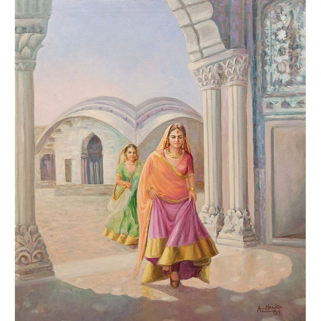 Aurangzib Hanjra, 24 x 27 Inch, Oil on Canvas, Figurative Painting, AC ...