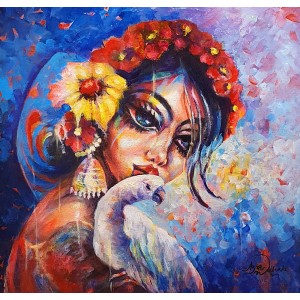 Azra Wahab, 15 x 15 Inch, Acrylic on Canvas, Figurative Painting, AC ...