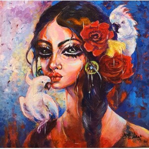 Azra Wahab, 15 x 15 Inch, Acrylic on Canvas, Figurative Painting, AC ...