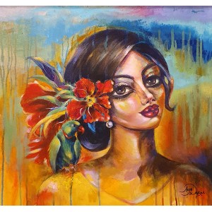 Azra Wahab, Intimacy, 18 x 18 Inch, Acrylic on Canvas, Figurative ...