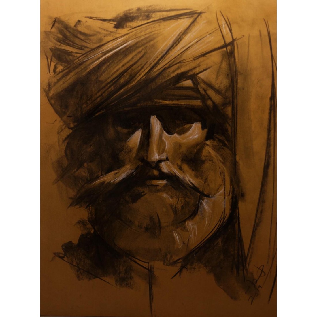 Doda Baloch, Brahui Man From Balochistan, 20 x 27 Inch, Charcoal on ...