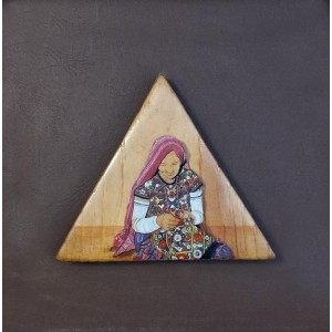 Saher Shah, 5 x 5 Inch, Mixed Media on Wood, Figurative Painting, AC ...