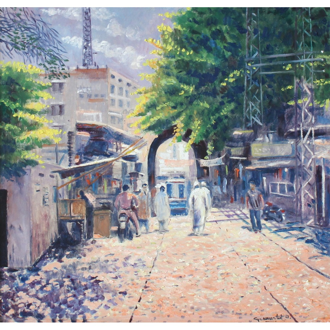 Ghulam Mustafa, Mochi Gate, 30 x 30 Inch, Oil on Canvas, Cityscape ...
