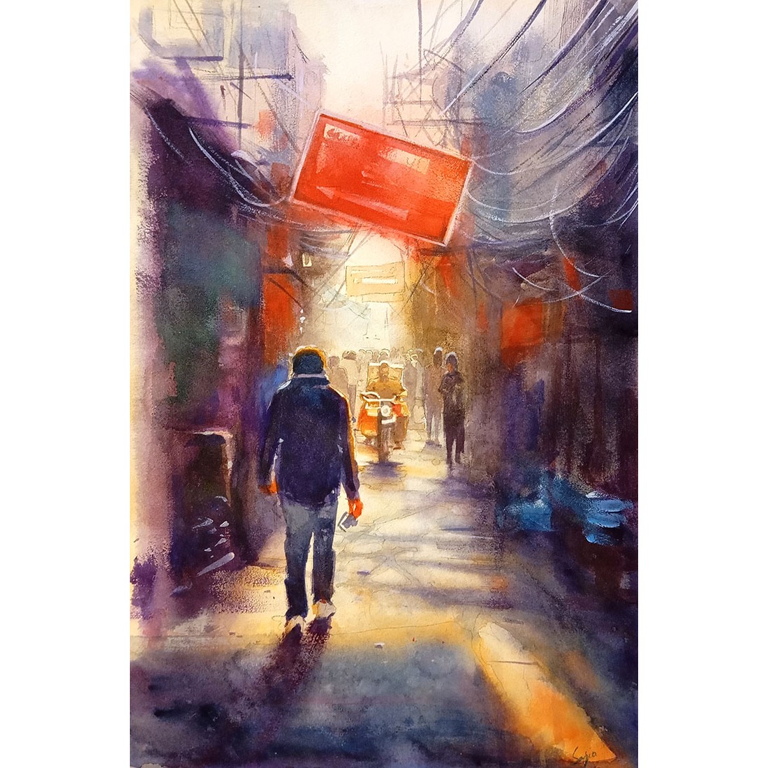 Hafsa Shaikh, 14 x 21 inch, Water Color On Paper, Cityscape Painting ...
