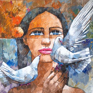Iqbal Durrani, Envious Lover, 26 x 26 Inch, Oil on Canvas, Figurative ...