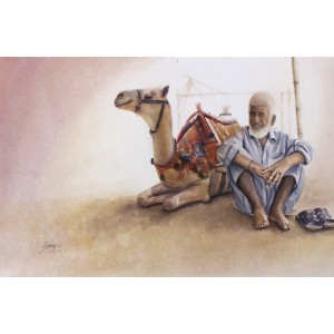 Ishfaq Ali, 13 x 21 Inch, Water Color on Paper, Figurative Painting, AC ...