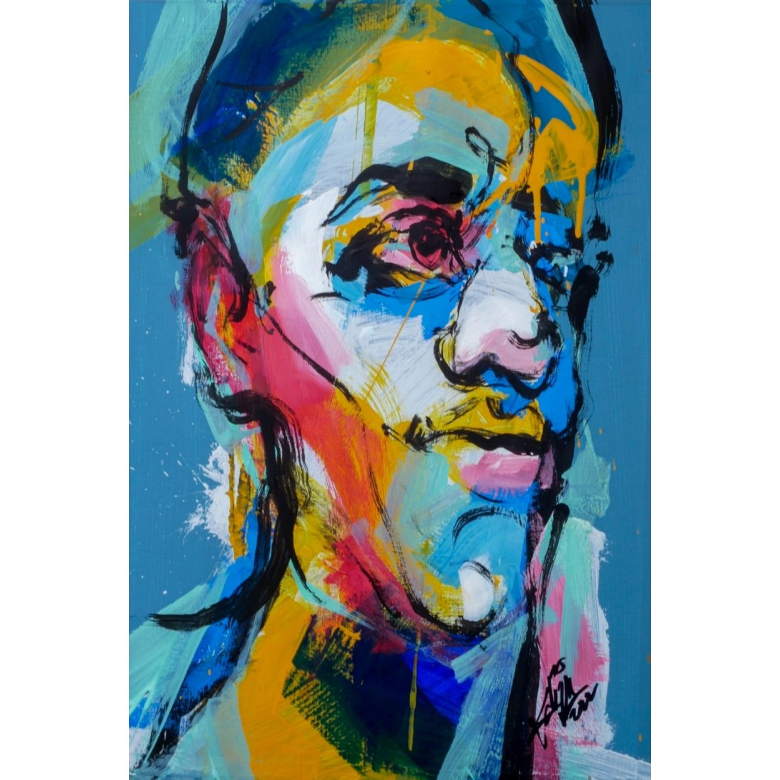 Khalid Khan-Kaay, 15 x 22 Inch, Acrylic on Paper, Figurative Painting ...