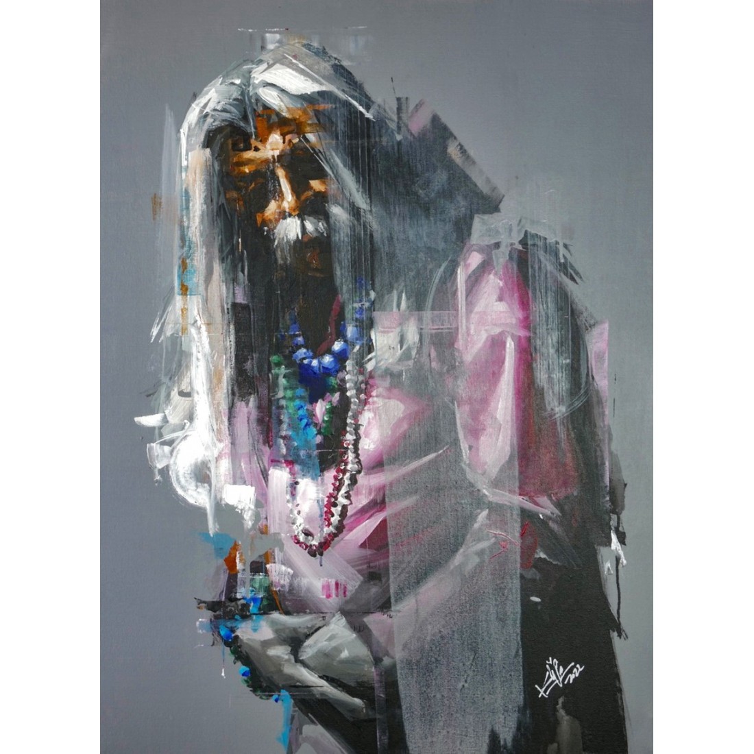 Khalid Khan-Kaay, Devotee 01, 35 x 26 Inch, Acrylic on Canvas ...
