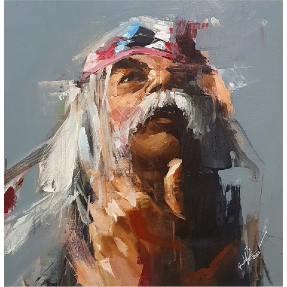 Khalid Khan-Kaay, Malang-9, 22 x 22 Inch, Acrylic on Canvas, Figurative ...