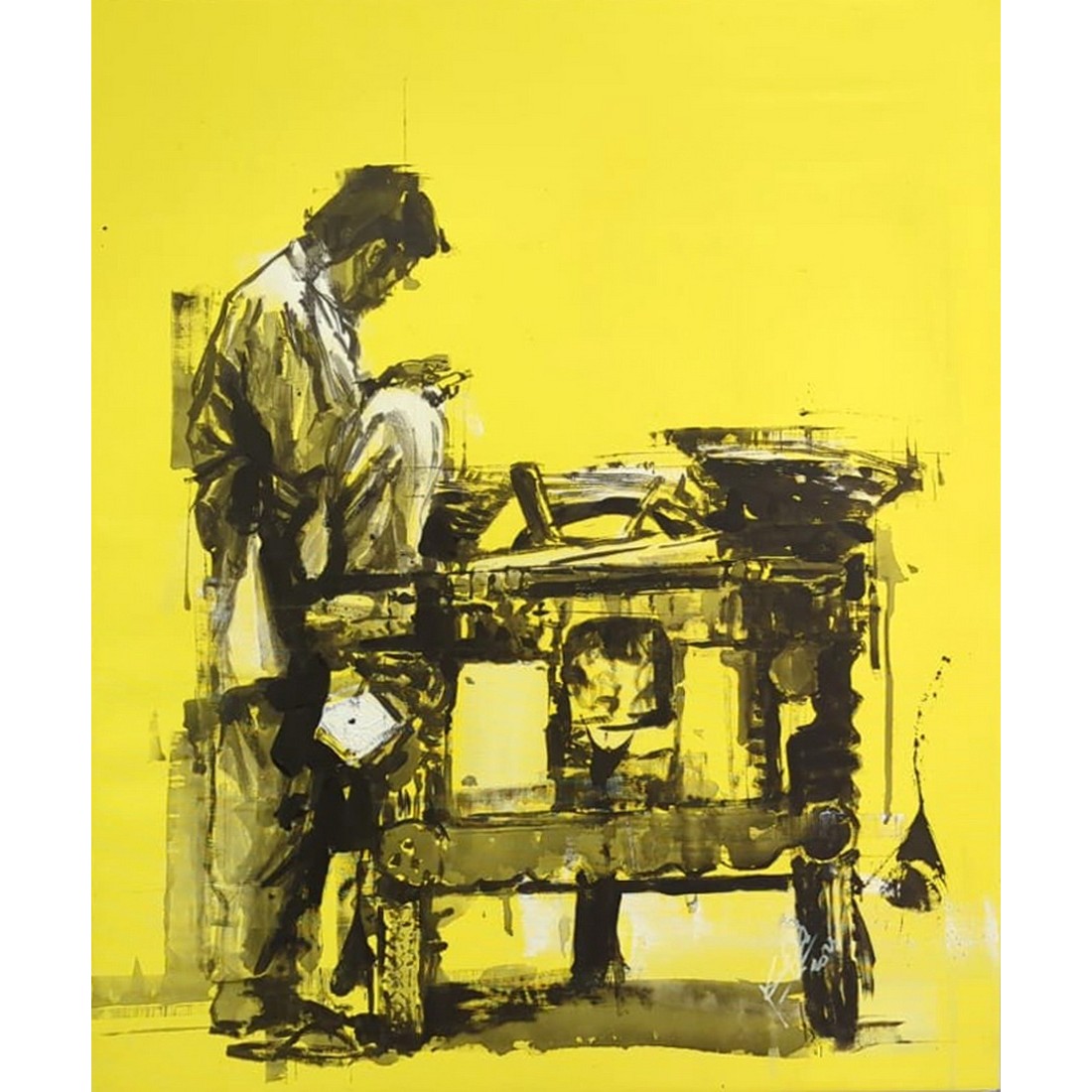 Khalid Khan-Kaay, 21 x 25 Inch, Acrylic on Canvas, Figurative Painting ...