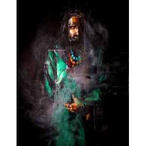 Khalid Khan-Kaay, Pray 03, 45 x 36 Inch, Acrylic on Canvas, Figurative ...