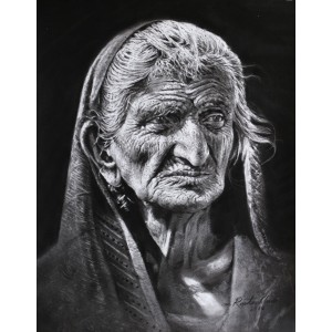 M. Rustam Khan, 14 x 18 Inch, Charcoal On Paper, Figurative Painting ...