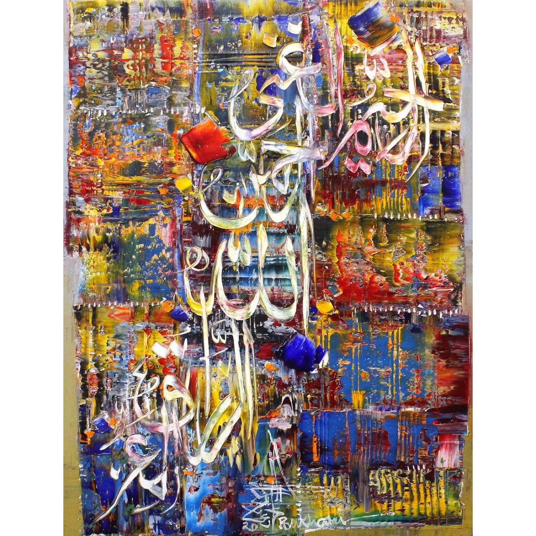 M. A. Bukhari, 18 x 24 Inch, Oil on Canvas, Calligraphy Painting, AC ...