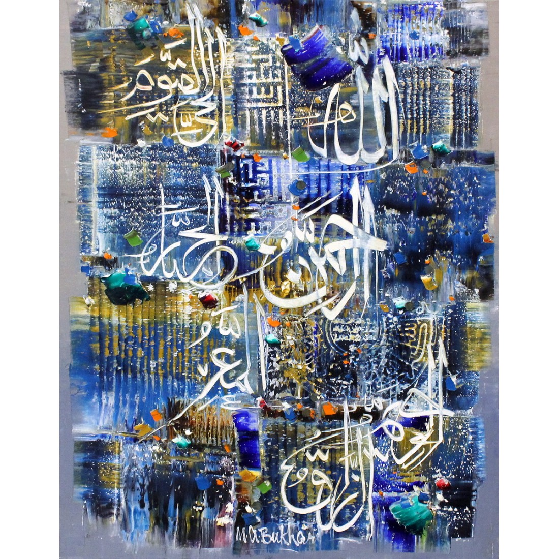 M. A. Bukhari, 18 x 24 Inch, Oil on Canvas, Calligraphy Painting, AC ...