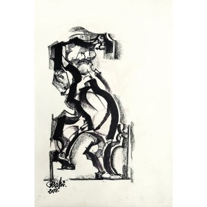 Mansoor Rahi, 11 x 16 Inch, Charcoal on Paper, Figurative Painting, AC ...