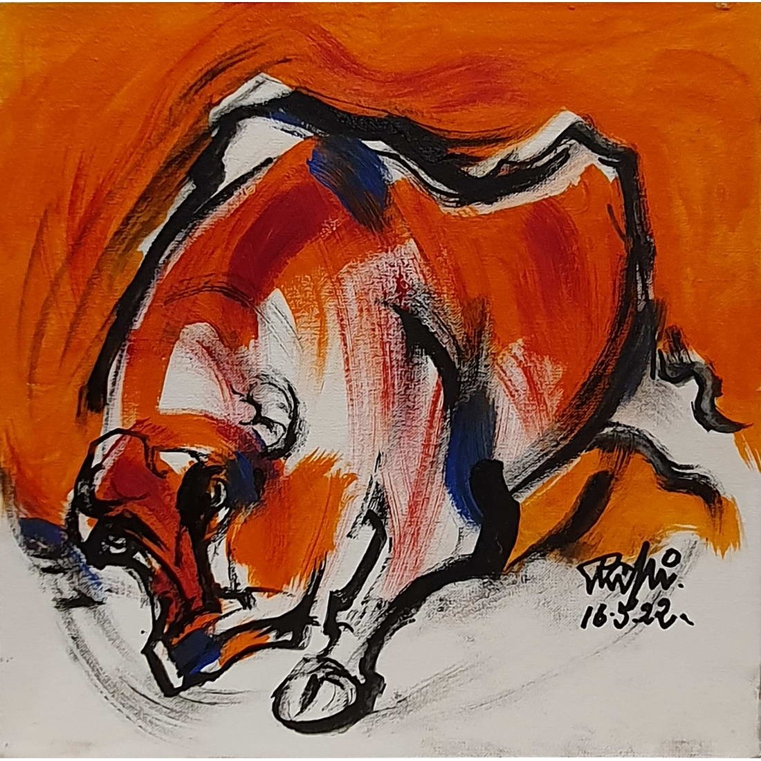 Mansoor Rahi, 12 x 12 Inch, Oil on Canvas, Figurative Painting, AC-MSR-158