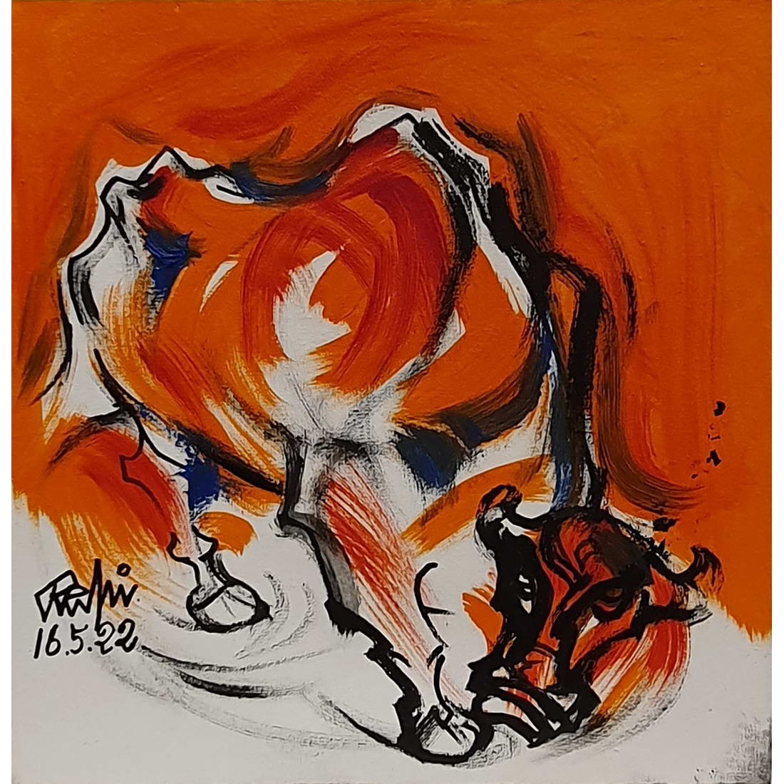 Mansoor Rahi, 12 x 12 Inch, Oil on Canvas, Figurative Painting, AC-MSR-159