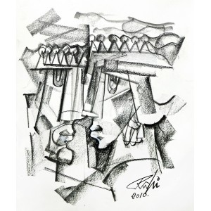 Mansoor Rahi, 14 x 16 Inch, Charcoal on Paper, Figurative Painting, AC ...