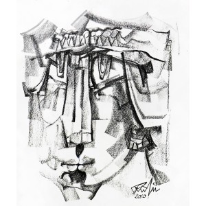 Mansoor Rahi, 14 x 16 Inch, Charcoal on Paper, Figurative Painting, AC ...