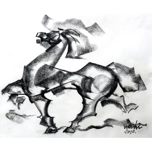 Mansoor Rahi, 14 x 16 Inch, Charcoal on Paper, Figurative Painting, AC ...