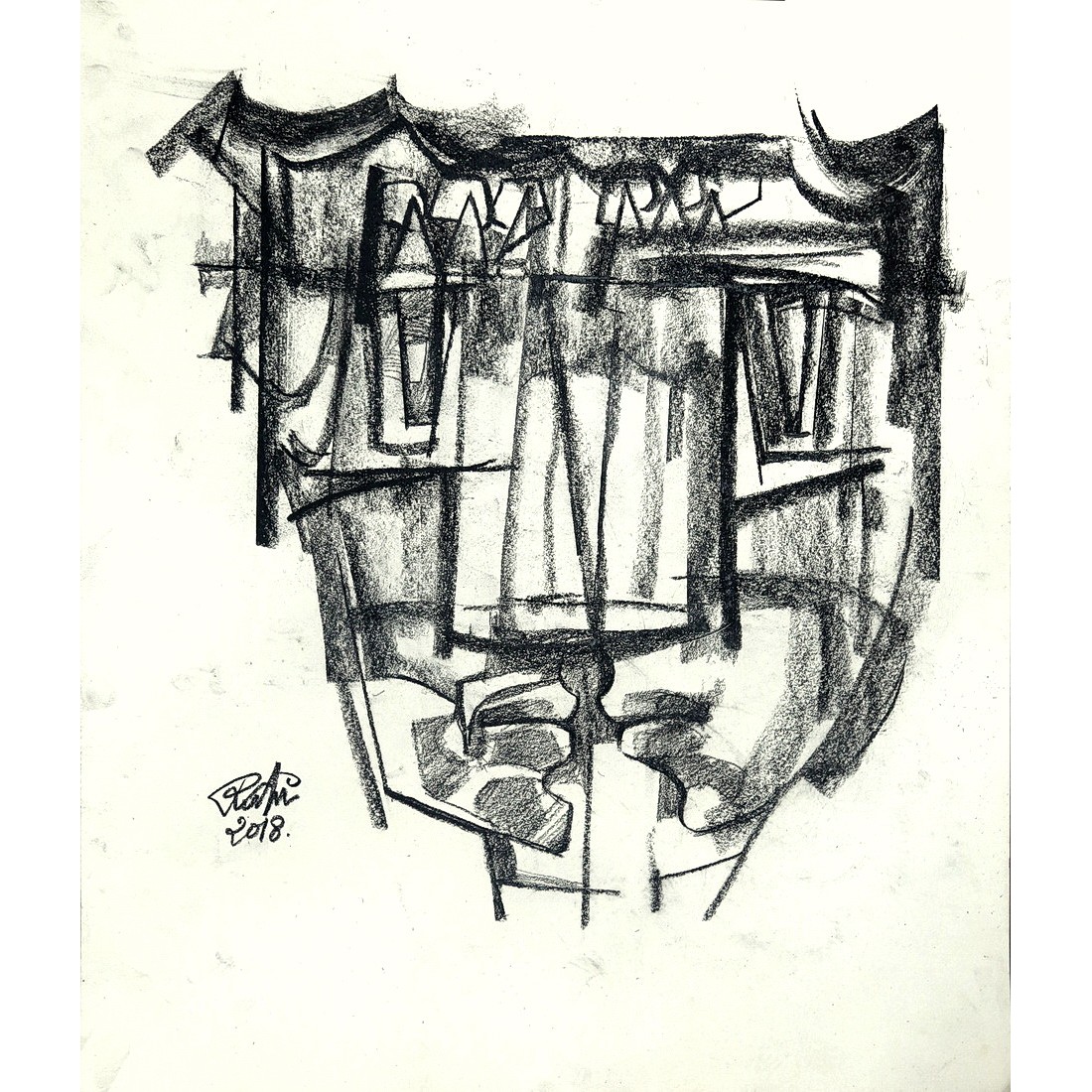 Mansoor Rahi, 14 x 17 Inch, Charcoal on Paper, Figurative Painting, AC ...