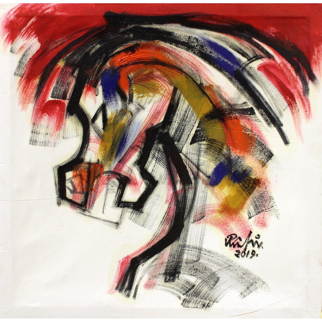 Mansoor Rahi, 18 x 18 Inch, Oil on Canvas, Figurative Painting, AC-MSR-067